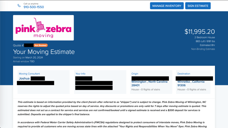 Pink Zebra Moving Review 2025 | Moving Feedback